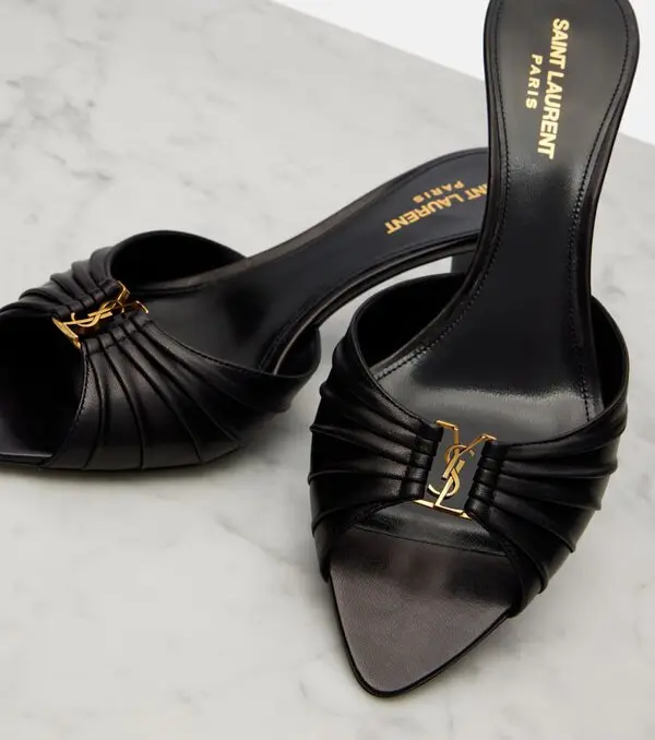 Saint Laurent Babylone 60 Leather Mules - Black