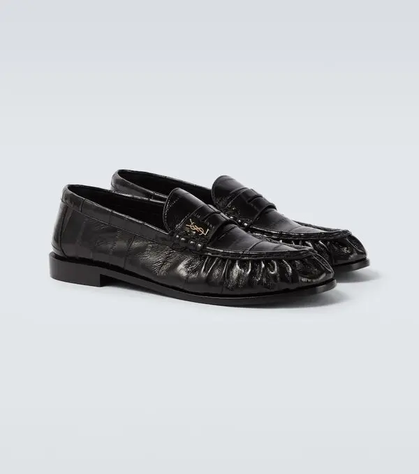 Saint Laurent Le Loafer Eel Leather Penny Loafers - Black