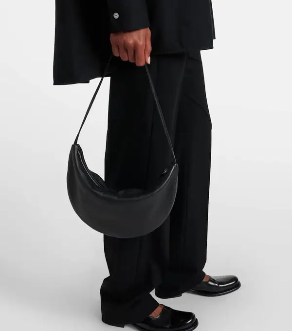 THE ROW Izzy Leather Shoulder Bag - Black