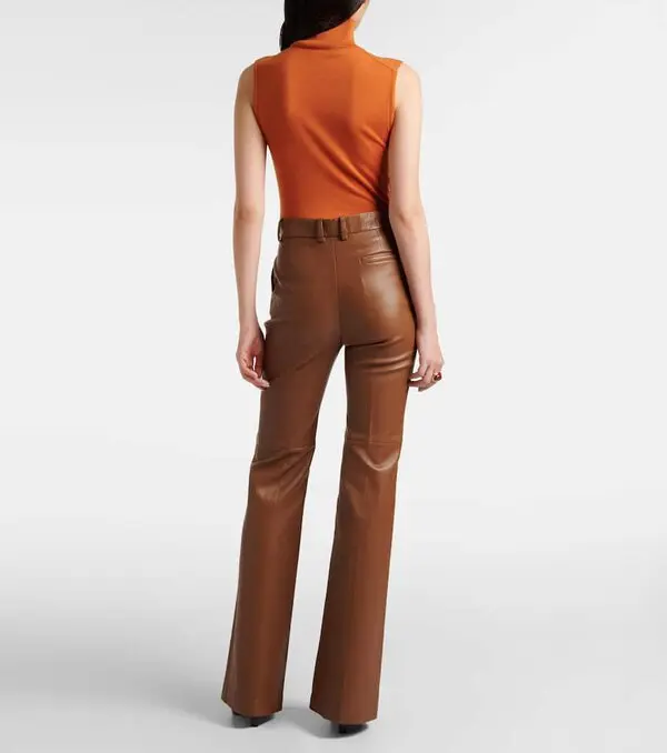 JOSEPH Tafira High-rise Flared Leather Pants