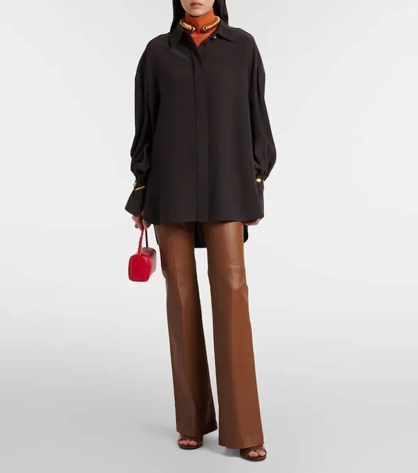 JOSEPH Tafira High-rise Flared Leather Pants