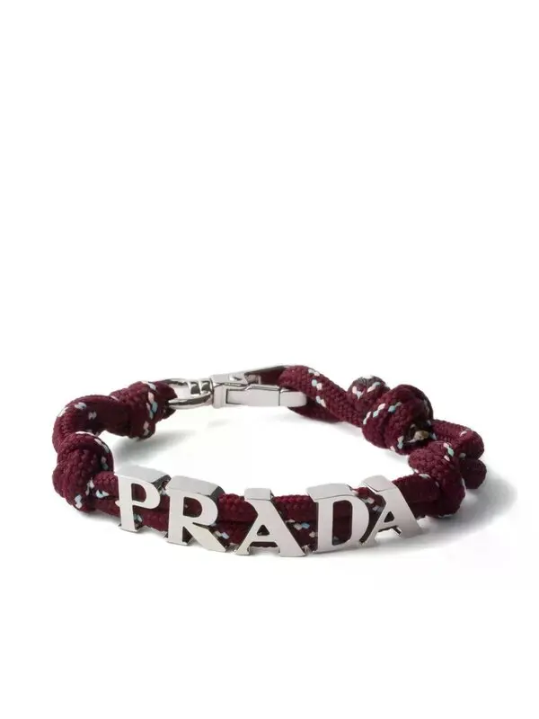 Prada Logo Cord Bracelet - Silver