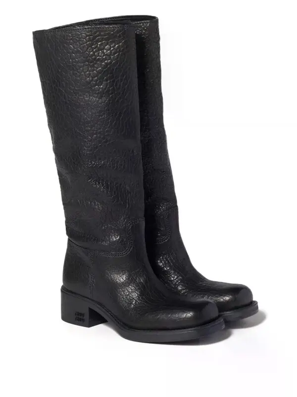 Miu Miu Logo-embossed Leather Boots