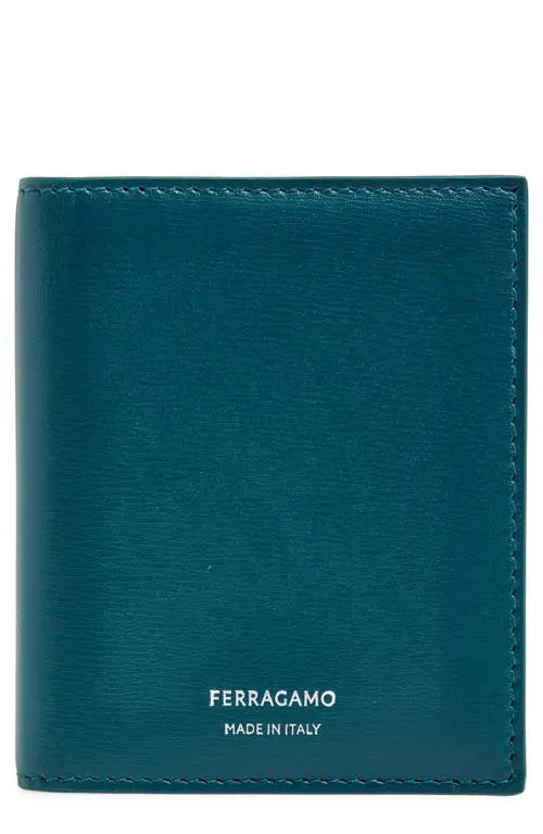 FERRAGAMO Florence Tall Classic Leather Bifold Wallet - Titanic Blue Nero