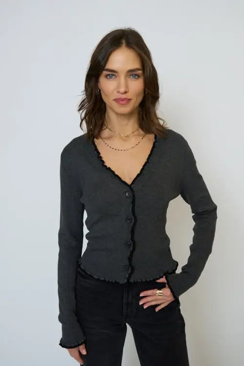 Central Park West Isla Fitted V-neck Cardigan
