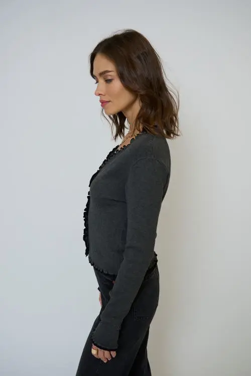 Central Park West Isla Fitted V-neck Cardigan