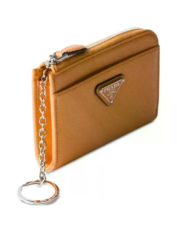 Prada Triangle Logo Leather Key Case