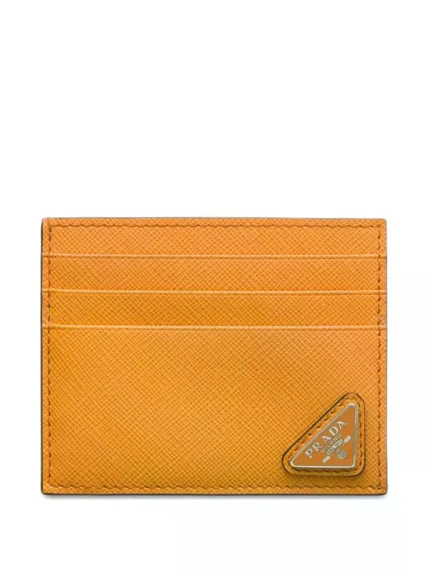 Prada Triangle-logo Leather Card Holder - Orange
