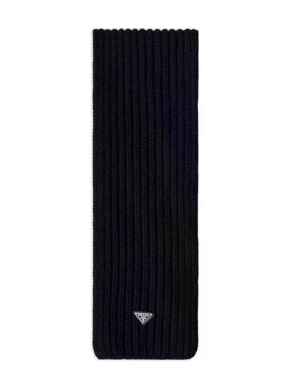 Prada Triangle-logo Wool Scarf - Blue
