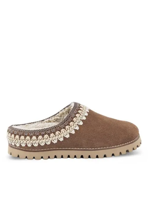 THE SAK Bolinas Suede Clogs - Tobacco Shearling
