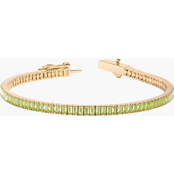 AURATE Lab Grown Peridot Baguette Tennis Bracelet - Green Peridot