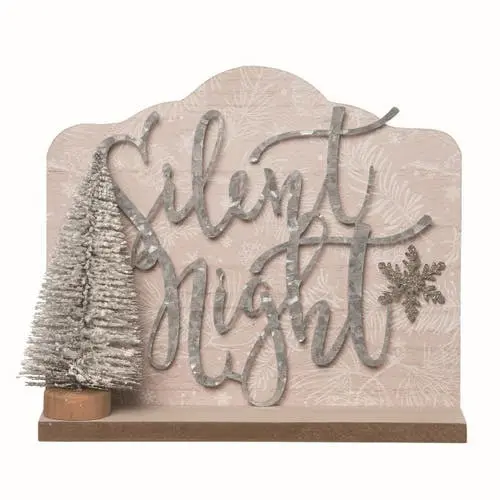 TRANSPAC Wood Christmas Silent Night Wall Accent Decor