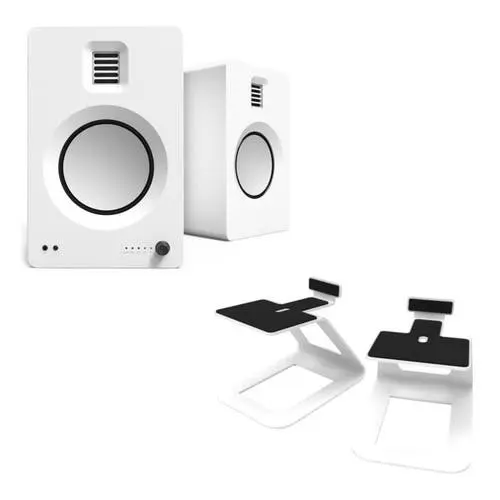 KANTO Tuk Premium Powered Speakers With Se6 Elevated Desktop Speaker Stands