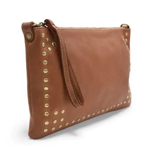 BOLSA NOVA Studded Leather Clutch With Removable Straps