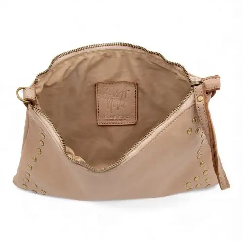 BOLSA NOVA Studded Leather Clutch - Light Taupe