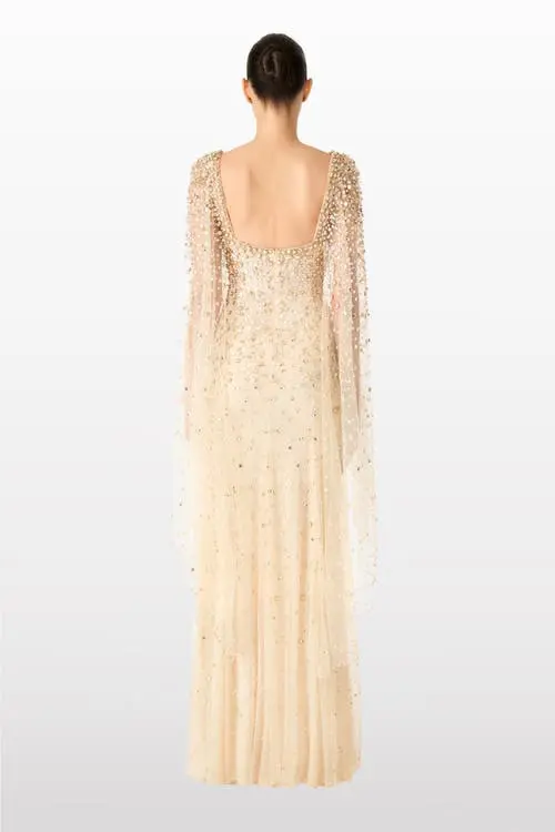 Jenny Packham Angel Wing Embellished Gown - Sandy Beach