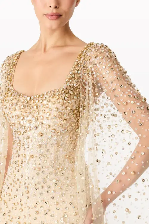 Jenny Packham Angel Wing Embellished Gown - Sandy Beach