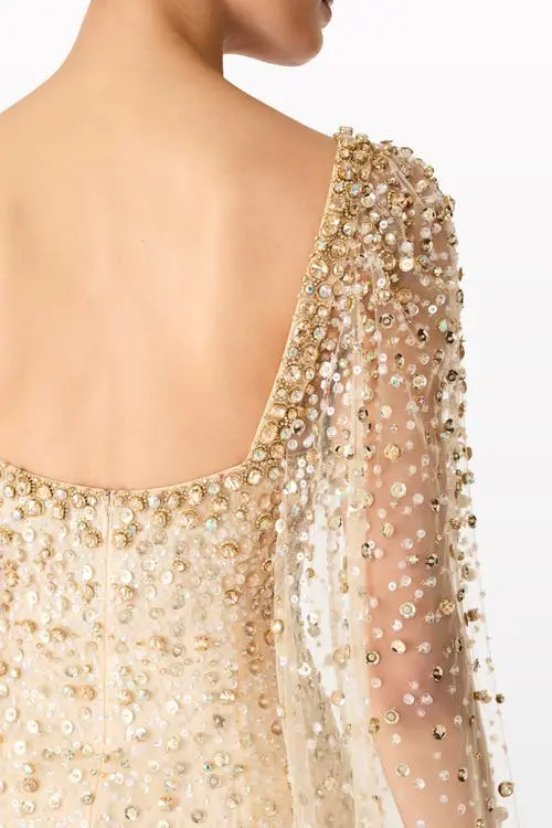 Jenny Packham Angel Wing Embellished Gown - Sandy Beach