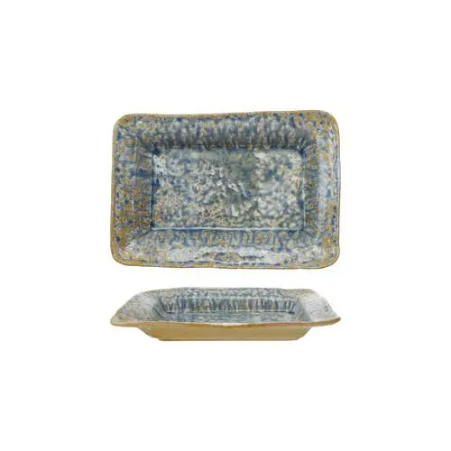 STORIED HOME Stoneware Serving Dish With Reactive Crackle Glaze