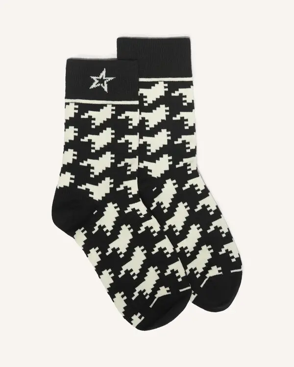Perfect Moment Apres Socks - Black-white-houndstooth-print