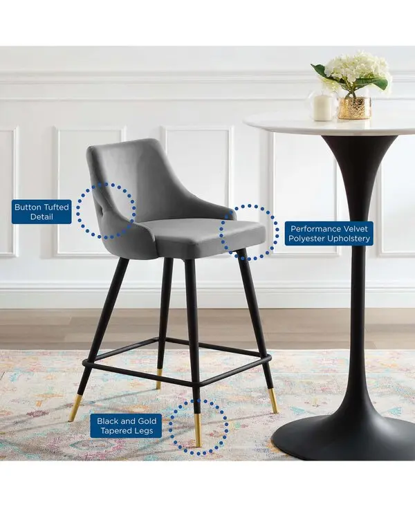 MODWAY Adorn Performance Velvet Counter Stool