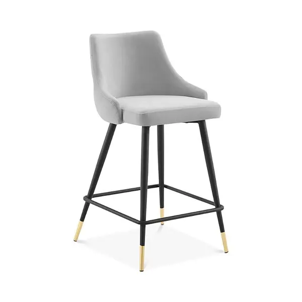 MODWAY Adorn Performance Velvet Counter Stool - Light Gray