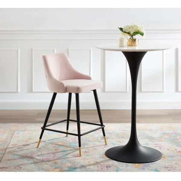MODWAY Adorn Performance Velvet Counter Stool - Pink