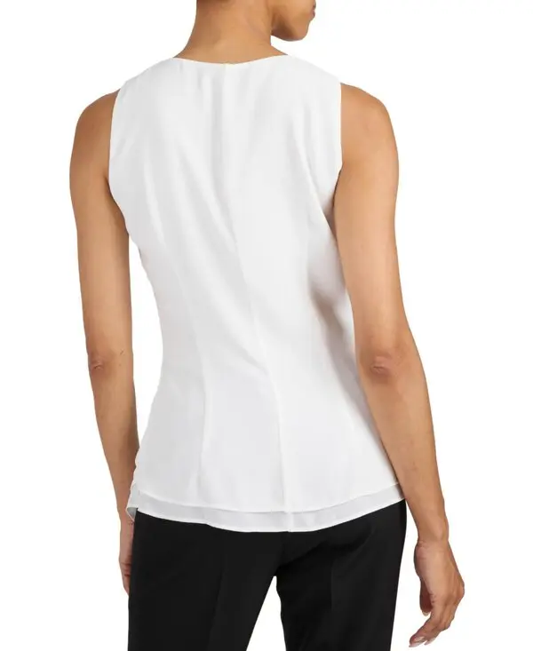 Santorelli Tyra Sleeveless Top With Asymmetric Ruffles - Alabaster