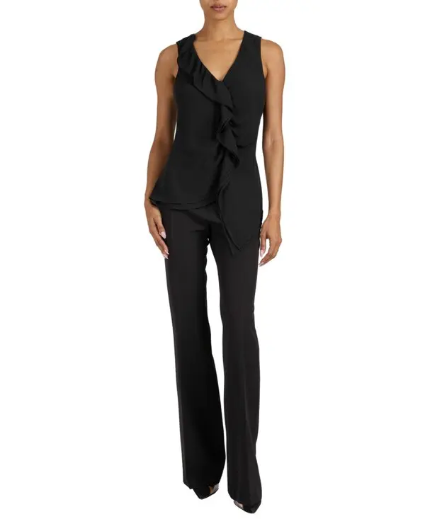 Santorelli Tyra Sleeveless Top With Asymmetric Ruffles