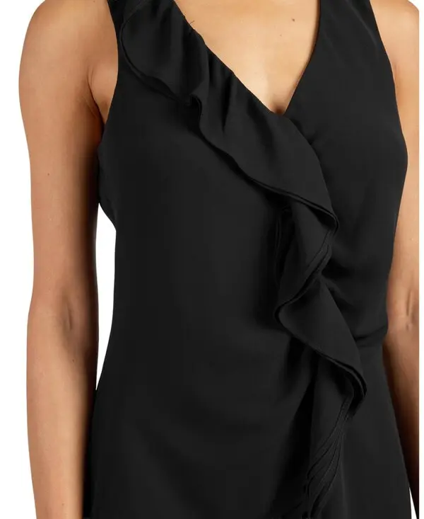 Santorelli Tyra Sleeveless Top With Asymmetric Ruffles
