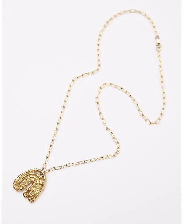 COG Leaf Pendant Necklace - Gold