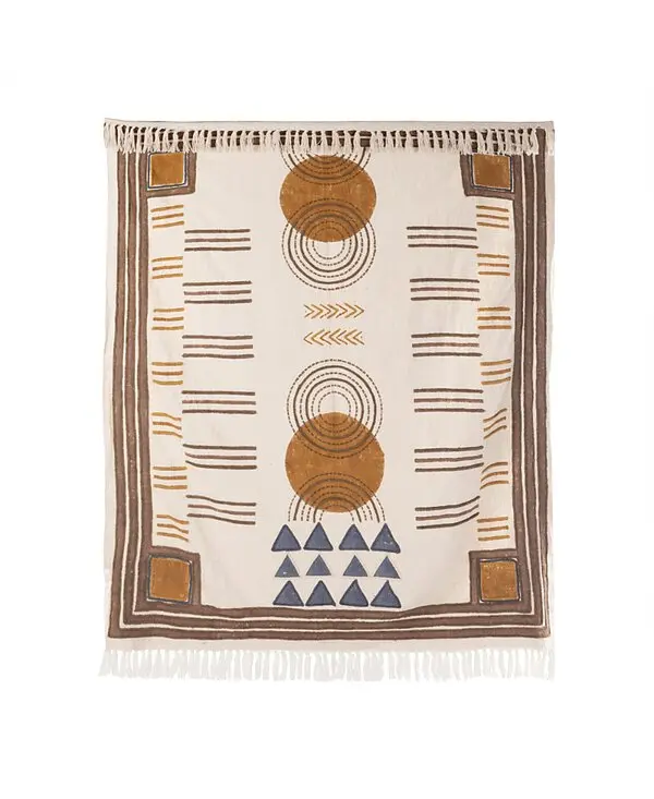 GAURI KOHLI Aarya Throw Blanket, 60 L X 50 W - Shades Of Beige/brown And Blue
