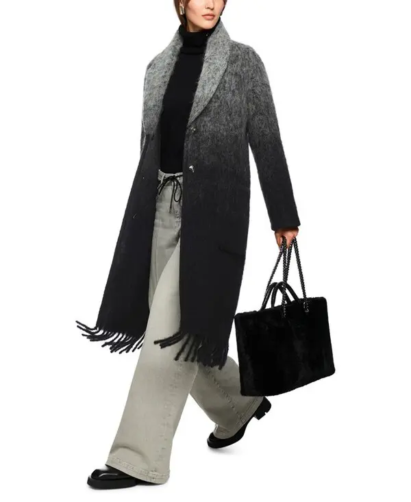 MARC CAIN Alpaca Blend Coat With Fringes