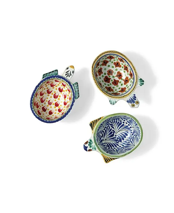 UNCOMMON GOODS Majolica Salsa Turtle Bowls, Set Of 3 - Multi