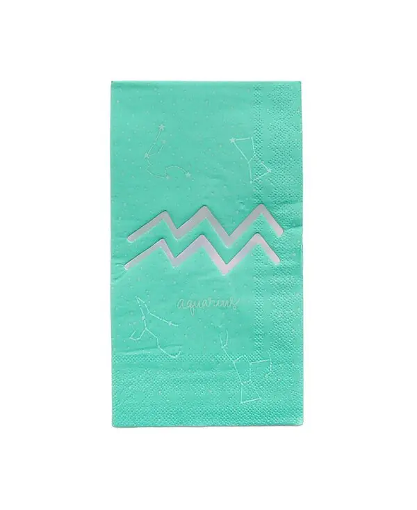 JOLLITY & CO Zodiac Themed Paper Party Guest Napkins, Set Of 16 - Aquarius
