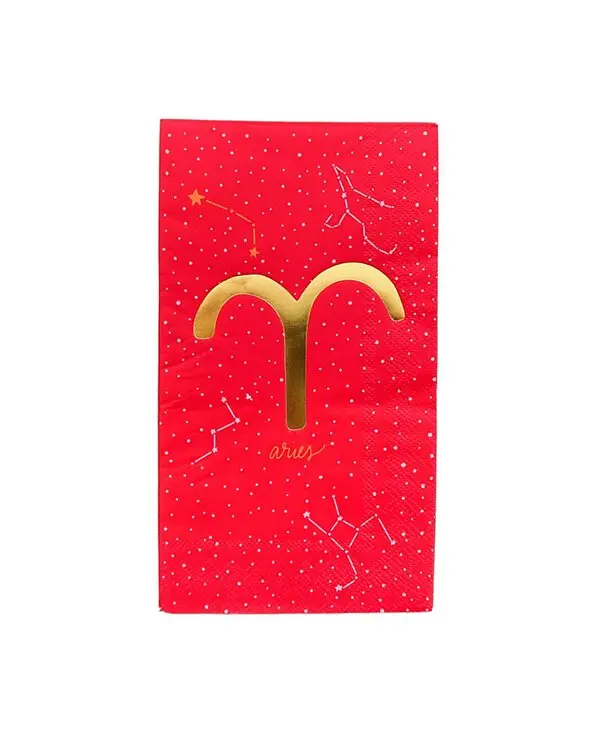 JOLLITY & CO Zodiac Themed Paper Party Guest Napkins, Set Of 16 - Aries