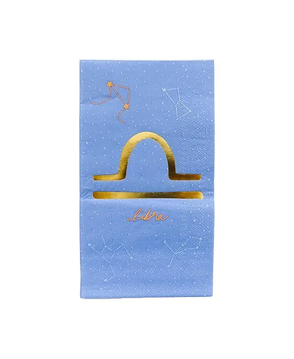 JOLLITY & CO Zodiac Themed Paper Party Guest Napkins, Set Of 16 - Libra