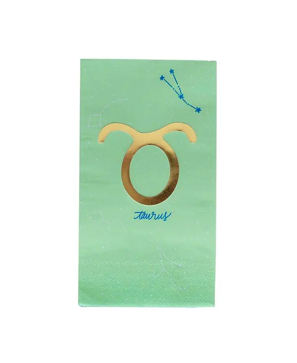 JOLLITY & CO Zodiac Themed Paper Party Guest Napkins, Set Of 16 - Taurus