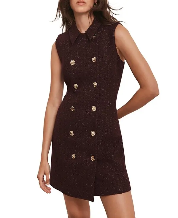 Mint Velvet Boucle Mini Shift Dress - Burgundy