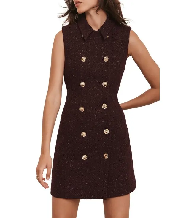 Mint Velvet Boucle Mini Shift Dress - Burgundy