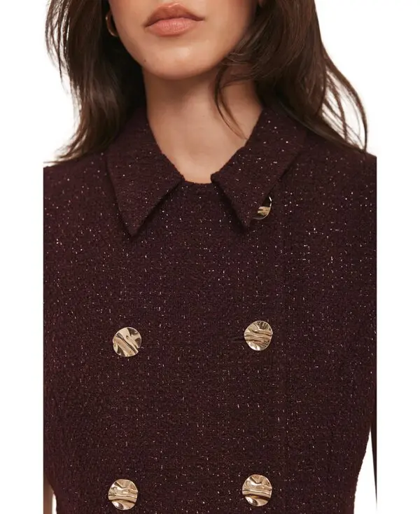 Mint Velvet Boucle Mini Shift Dress - Burgundy
