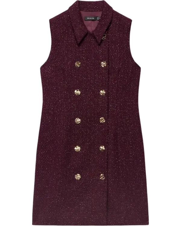 Mint Velvet Boucle Mini Shift Dress - Burgundy