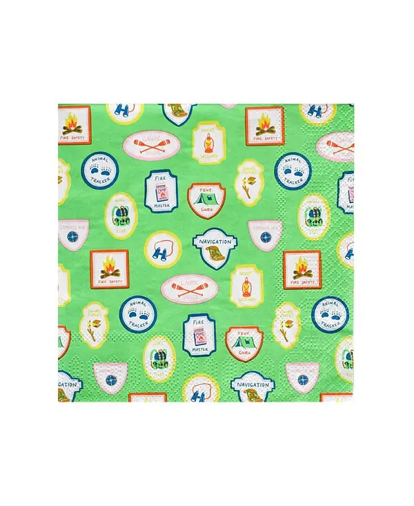 JOLLITY & CO Camp Explorer Badge Large Paper Napkins, Set Of 16 - Multicolor