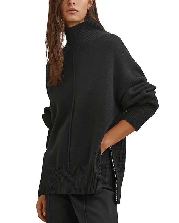 REISS Wool Zip Hem Sweater