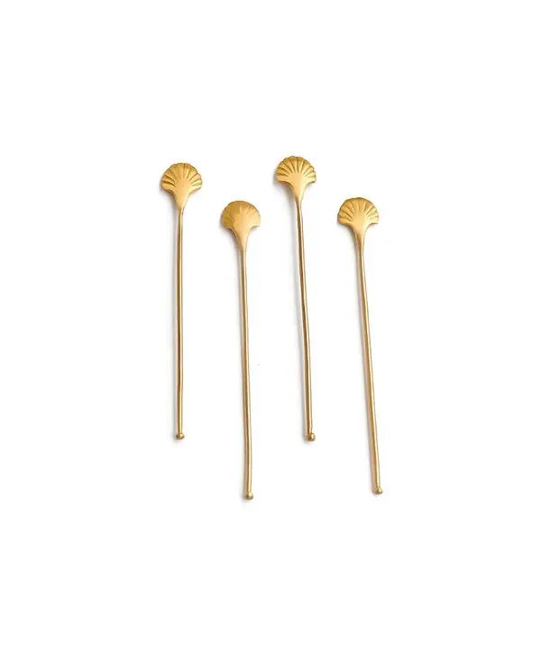 FLECK Seashell Drink Stirrers, Set Of 4 - Brass
