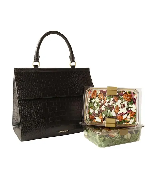 MODERN PICNIC The Large Luncher + Container - Black Croc + Sets Of Container