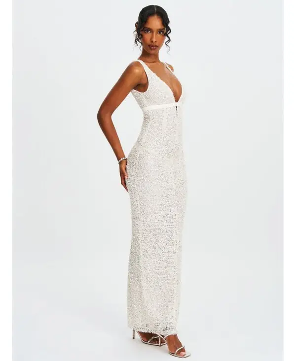MISS CIRCLE NEW YORK Adelaide Beaded Sequin Gown
