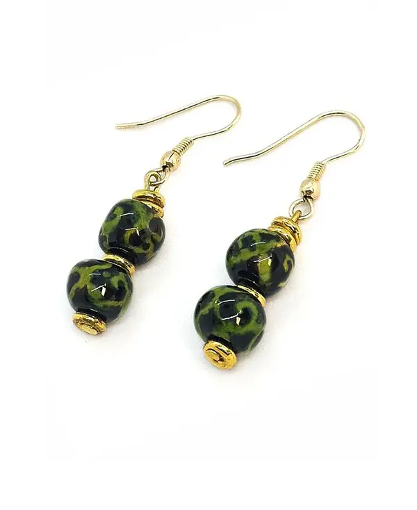 KAZURI Dangle Ceramic Earrings - Grass Jumper