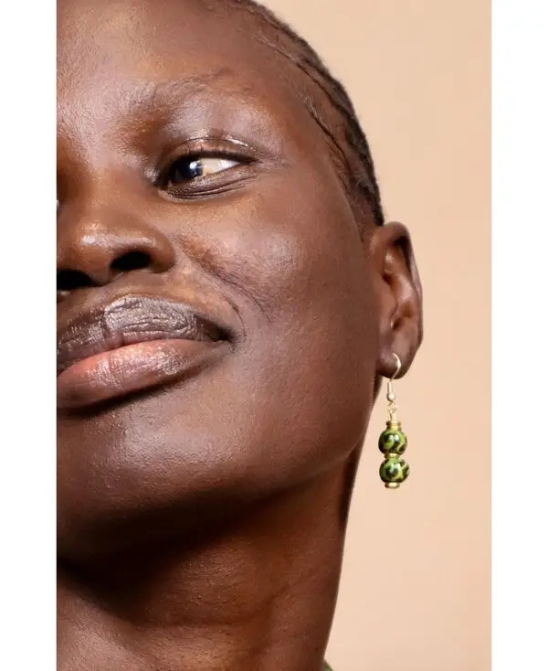 KAZURI Ceramic Dangle Earrings - Grass Jumper