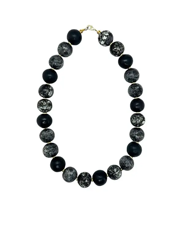 KAZURI Beaded Statement Necklace - Pomsky